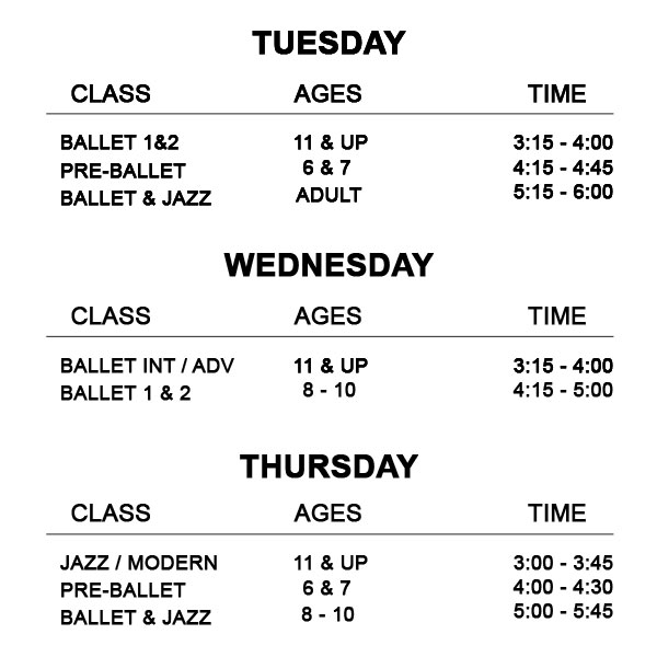 Lessons, Schedule & Fees